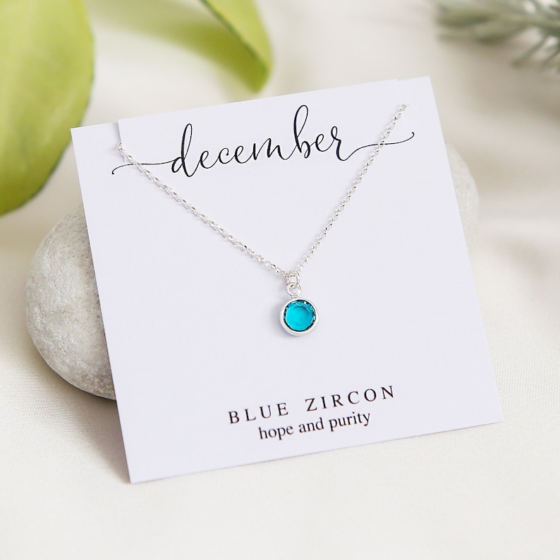 December Birthstone Necklace Personalized Gift for Her - Etsy
