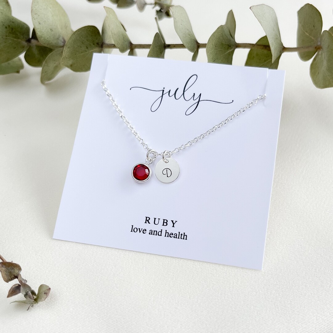 Personalized July Birthstone Necklace, Ruby Necklace Gifts for Women ...
