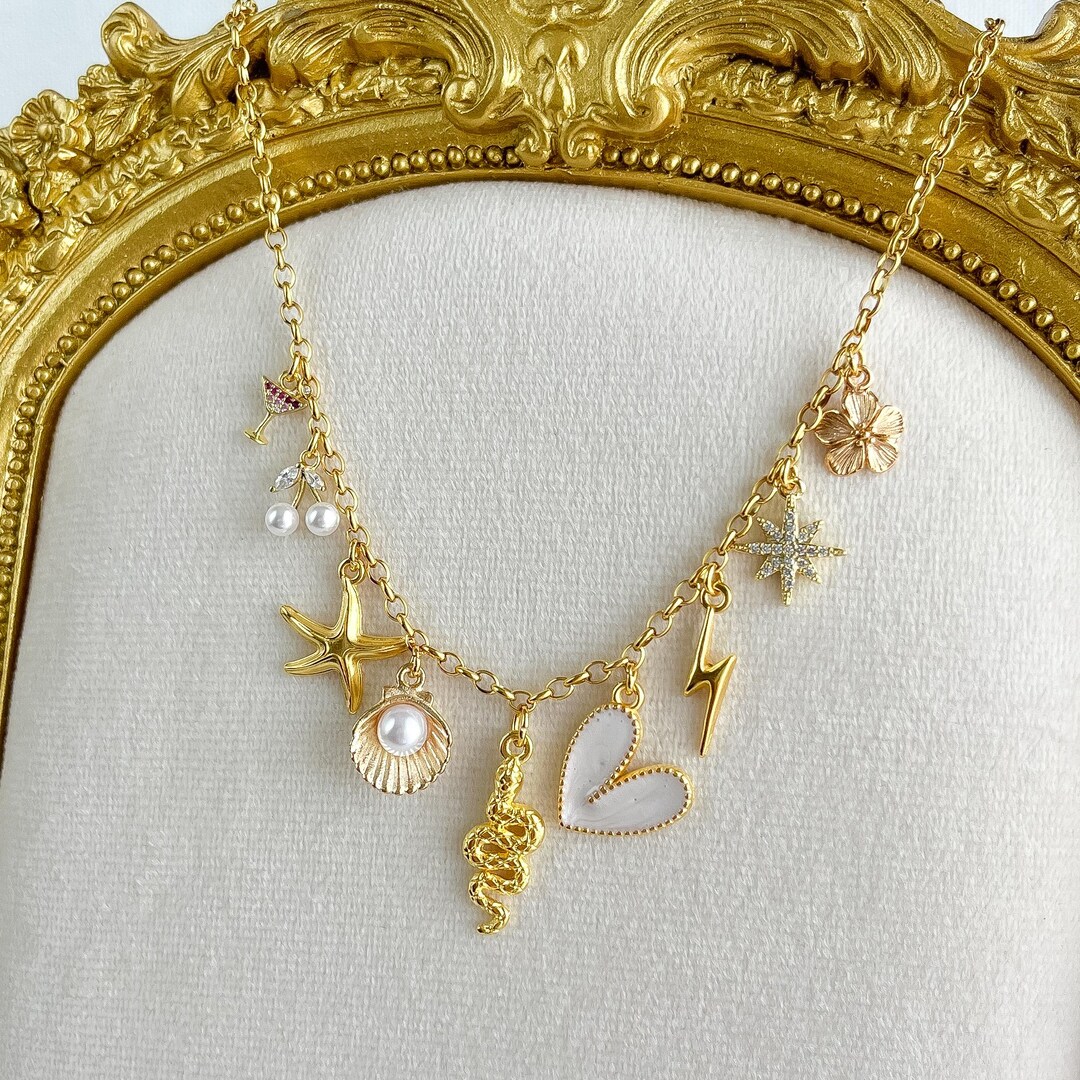 Personalized Gold Charm Necklaces, Custom Charms Jewelry, Stacking ...