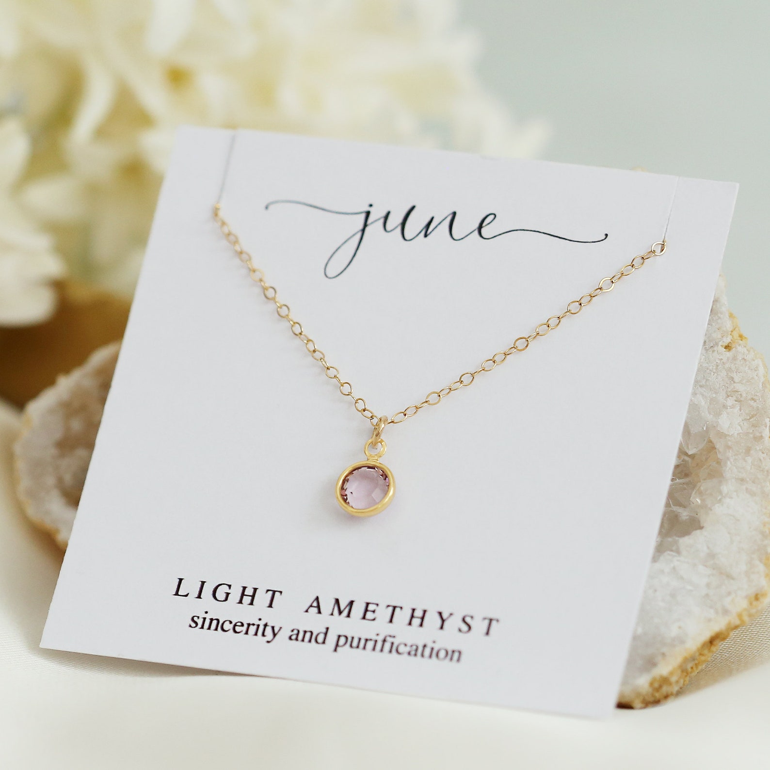 June Birthstone Necklace June Birthday Gift for Her Light - Etsy
