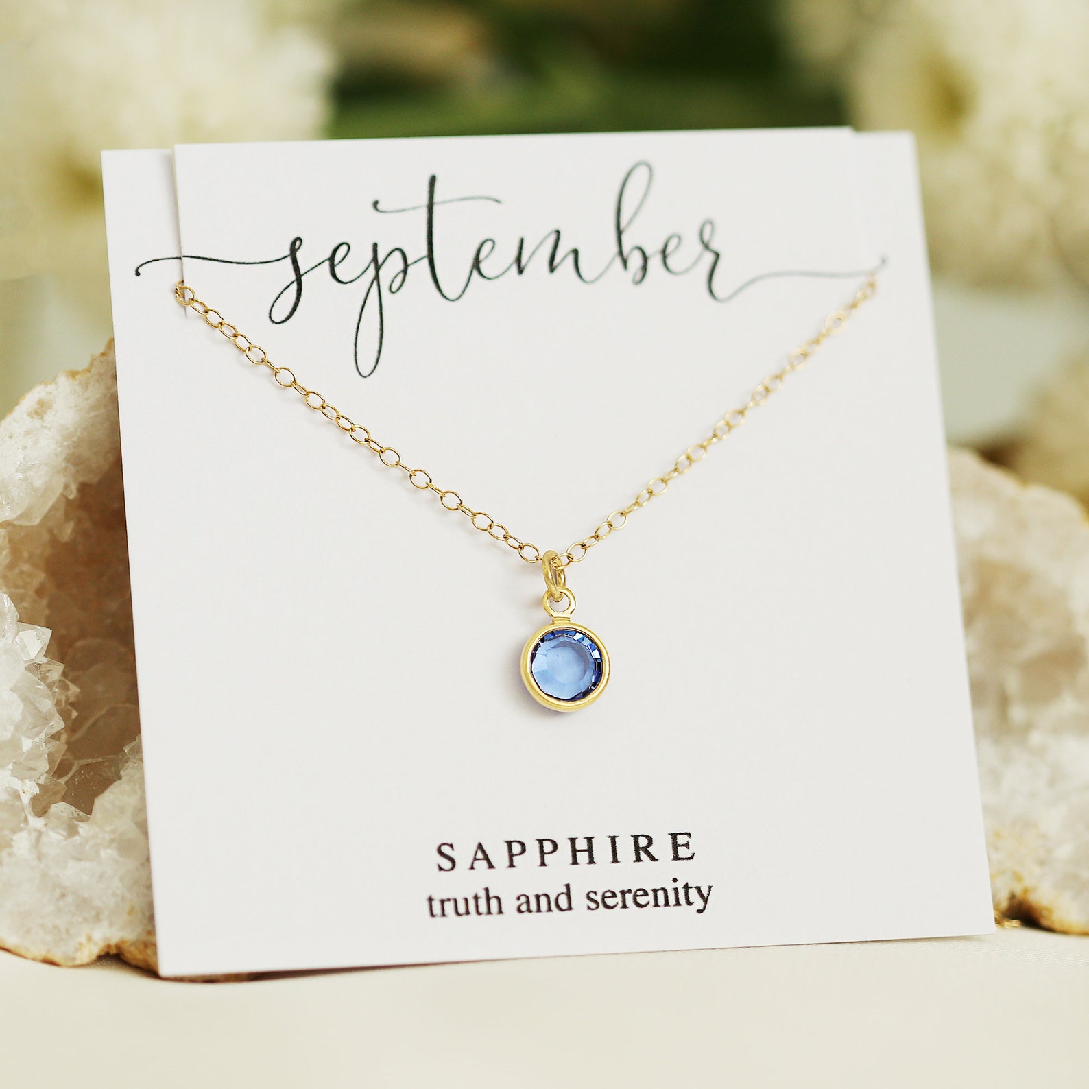 Sapphire Necklace September Birthstone Jewelry Sapphire | Etsy