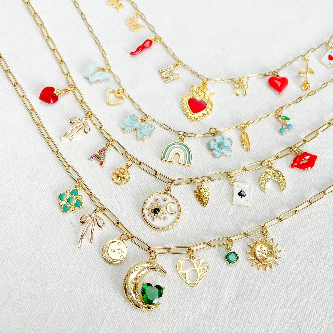 Customizable Gold Charm Necklace, Pick Your Charms, Build Your Own ...
