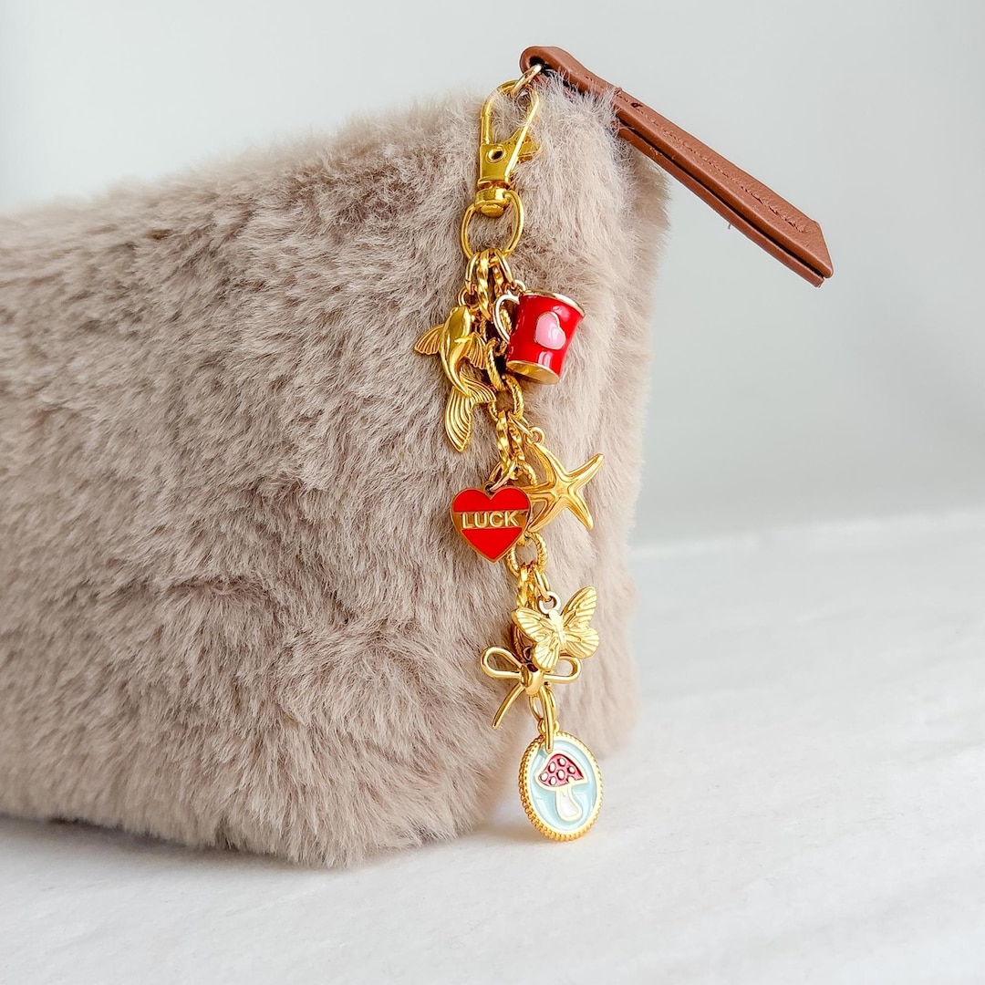 Custom Gold Bag Charm, Aesthetic Keychain for Handbags, Personalized ...