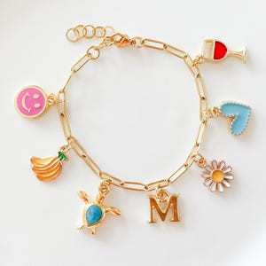 Colorful Charm Bracelet for Women, Custom Gold Charm Bracelet, Multi ...