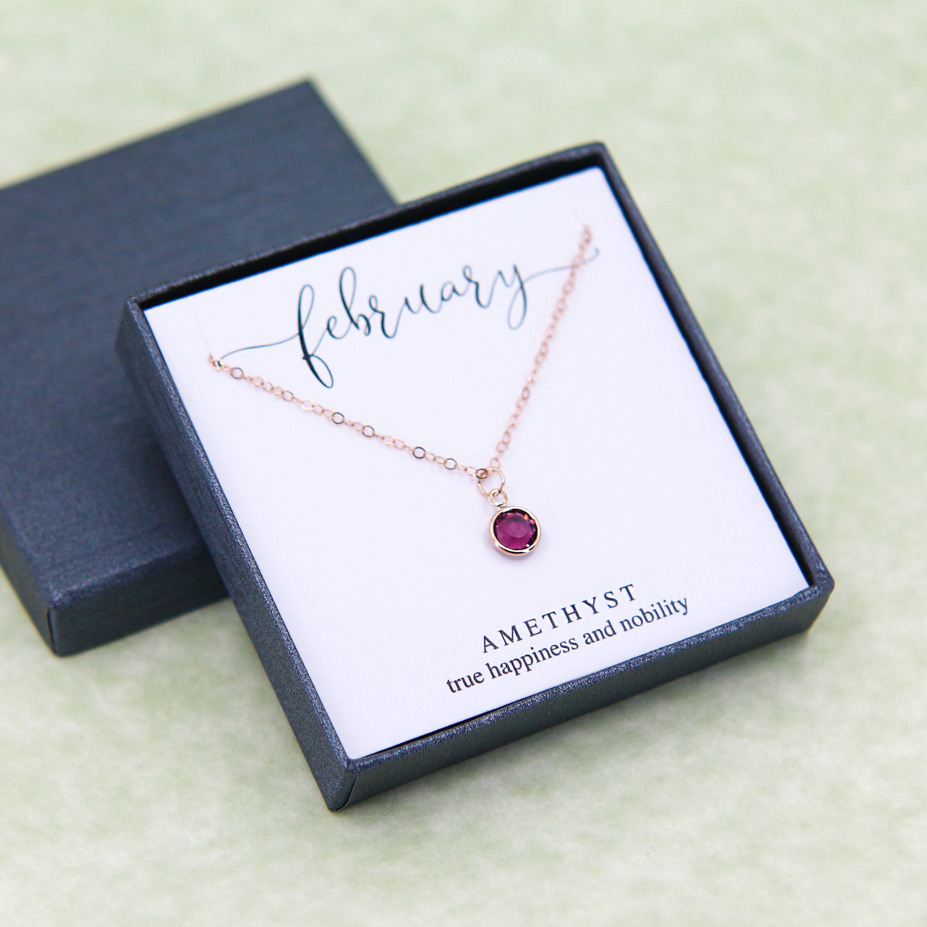 February Birthstone Necklace Amethyst Birthday Gift for Her | Etsy