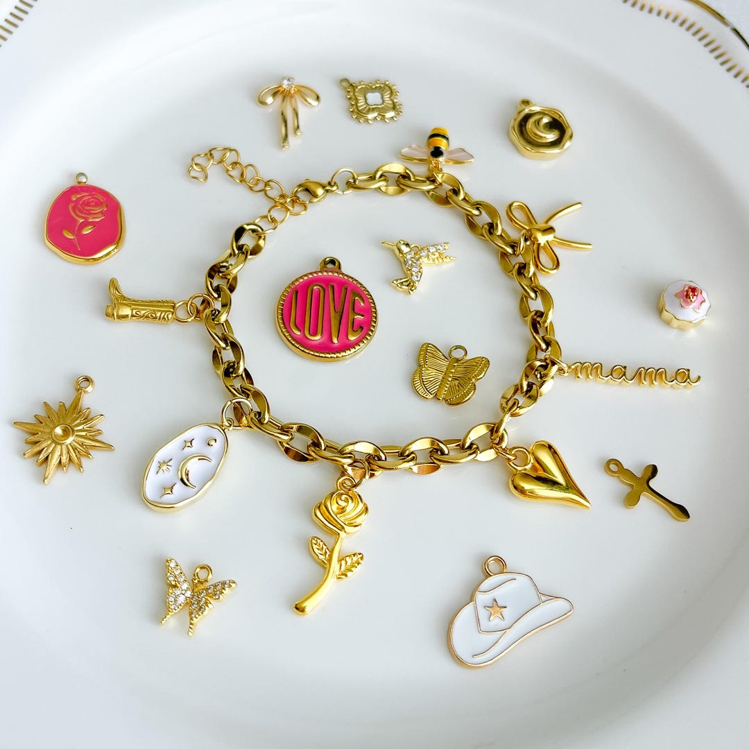 Custom Gold Charm Bracelet, Build Your Own Personalized Jewelry ...