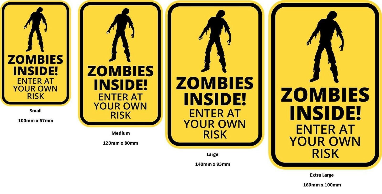 Zombies Inside Funny Warning Sign Enter at Own Risk Sticker Self ...