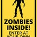 Zombies Inside Funny Warning Sign Enter at Own Risk Sticker - Etsy