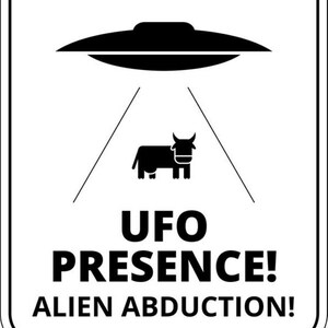 Funny warning sign danger alien ufo presence sticker self | Etsy