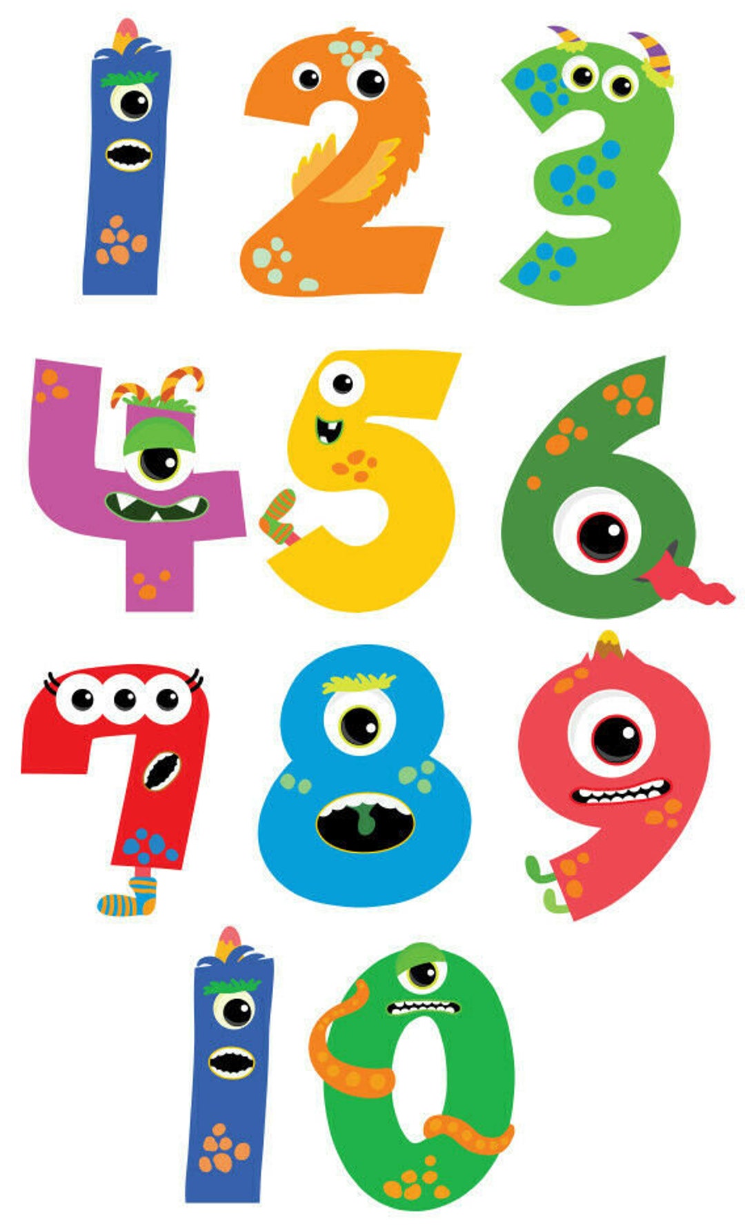 Monster Number Wall Stickers 5 Sizes Available - Etsy