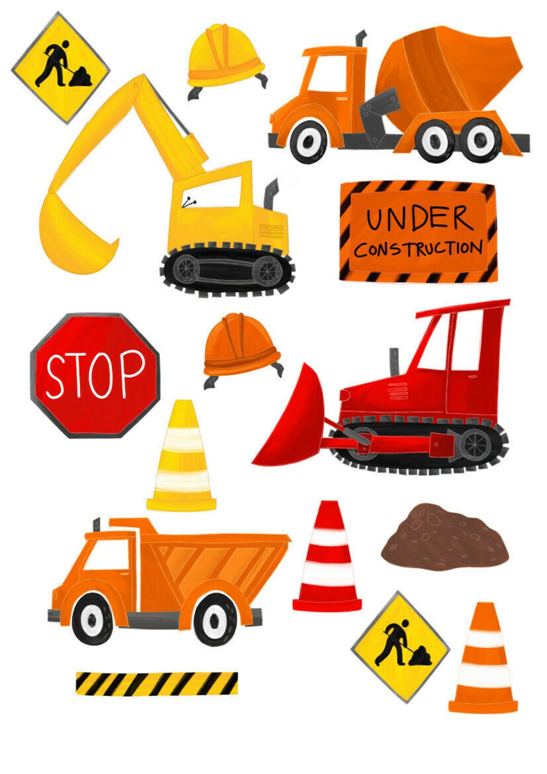 Construction Digger Builder Wall Stickers - 4 Sizes Available - Etsy
