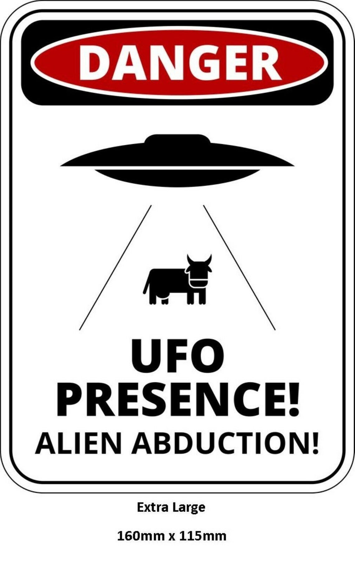 Funny warning sign danger alien ufo presence sticker self | Etsy