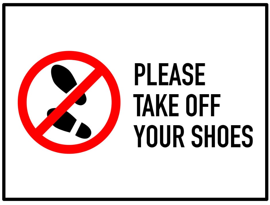 Please Take off Your Shoes Warning Caution Danger Sign Self Adhesive ...