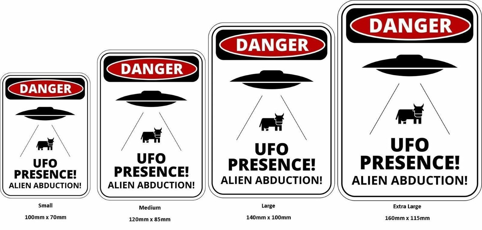 Funny warning sign danger alien ufo presence sticker self | Etsy