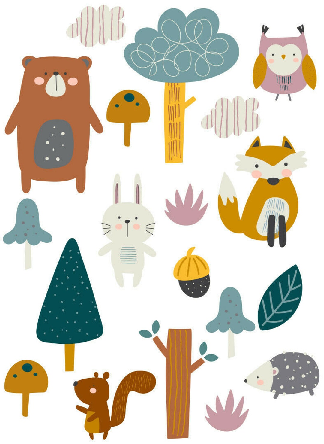 Woodland Forest Animals Nursery Wall Stickers - 5 Sizes Available - Etsy