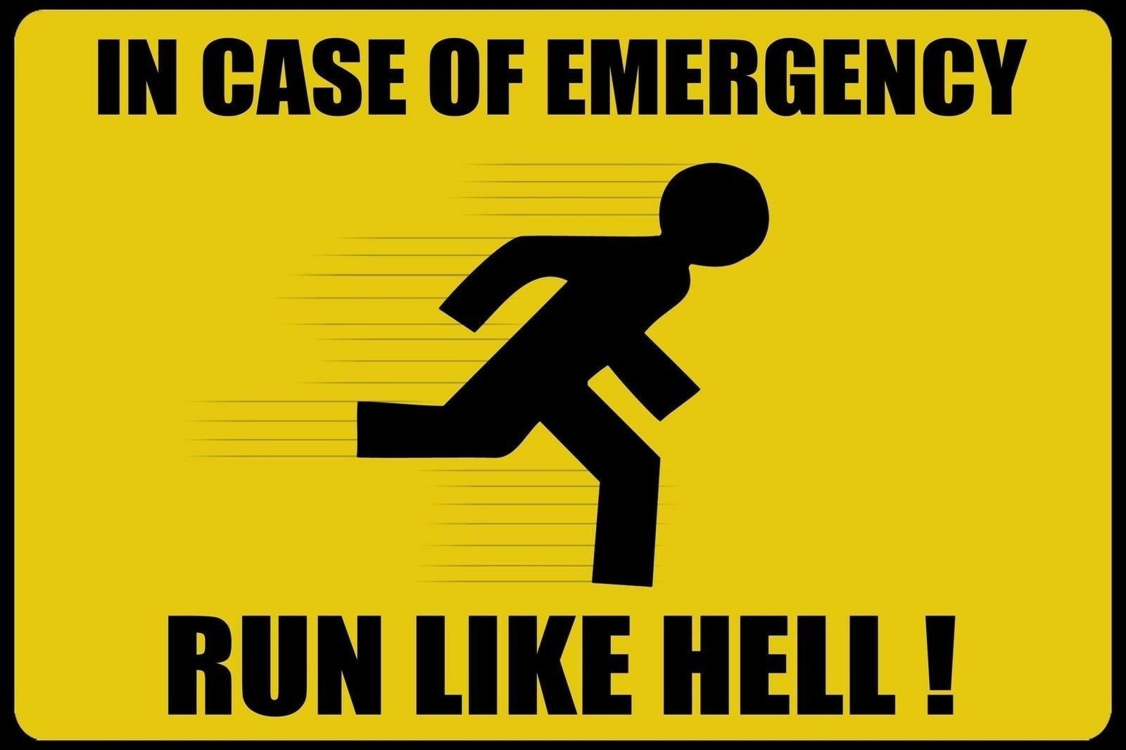 Funny Warning Sign in Emergency Run Like Hell Sticker Self - Etsy