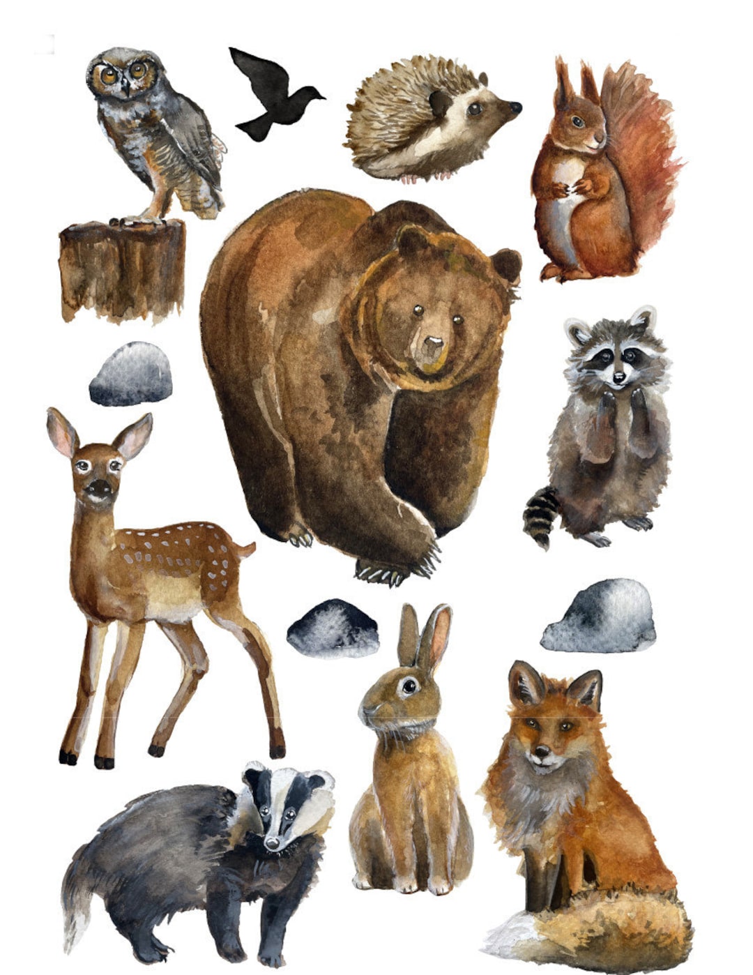Woodland Forest Animals Nursery Wall Stickers 5 Sizes Available - Etsy