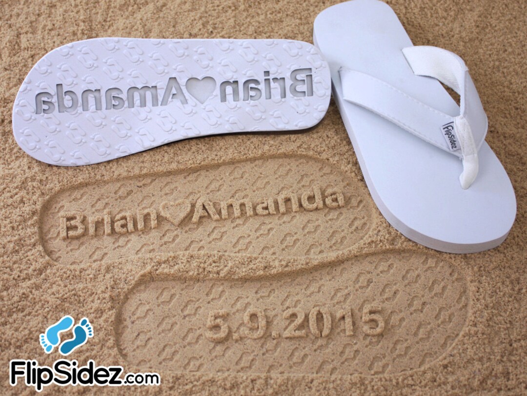 Custom Beach Wedding Sand Imprint Sandals - Available in 130 Color ...