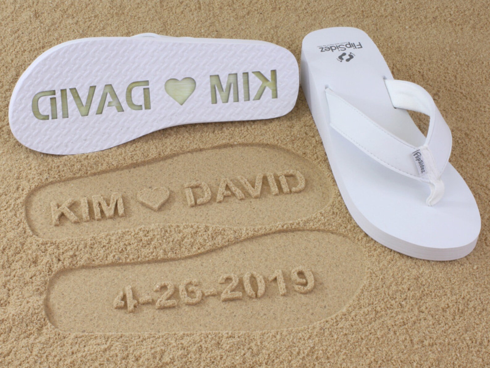 Wedding Wedge Sandals - Personalized Sand Imprint Flip Flops - Etsy