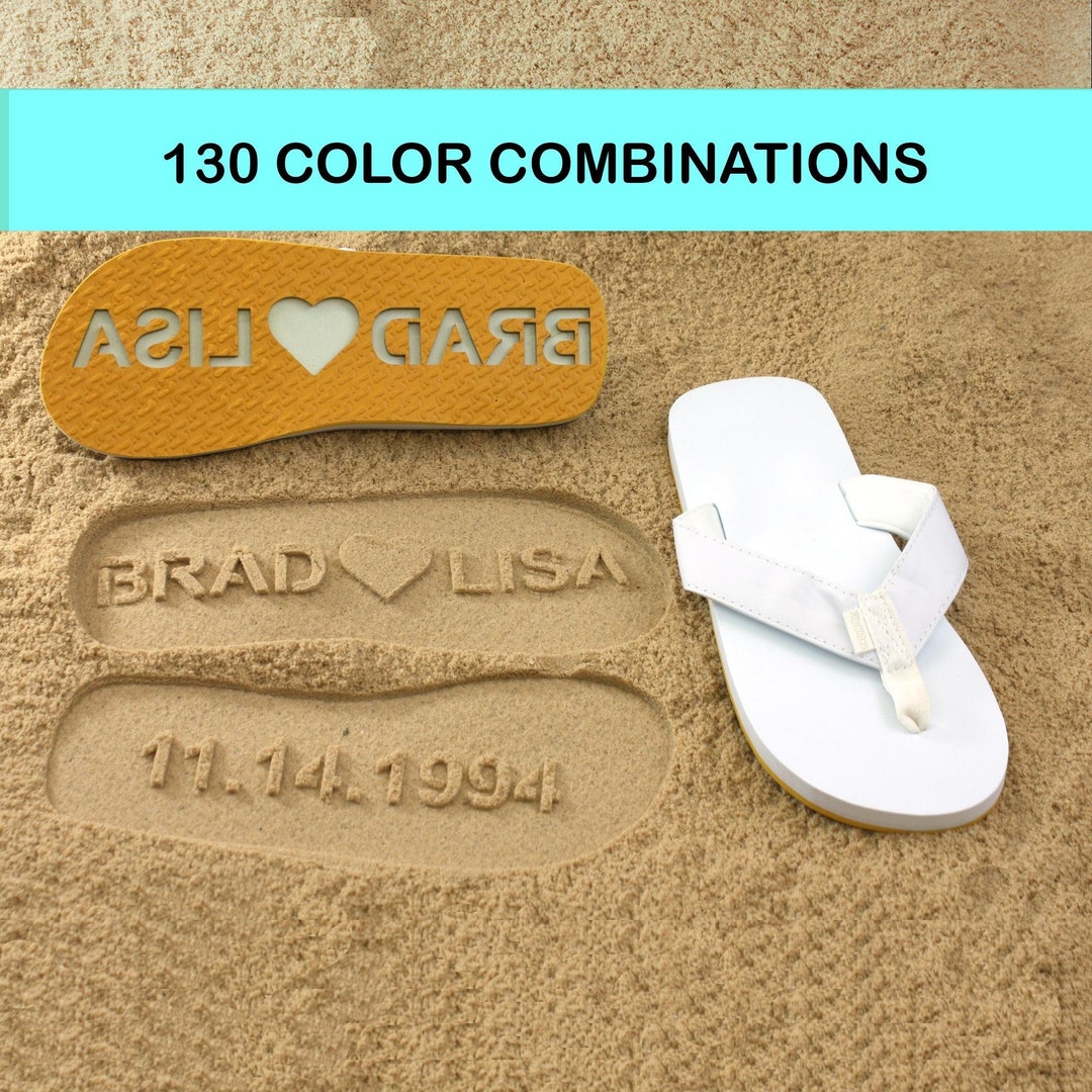 Custom Couple Sand Imprint Sandals for Beach Weddings - Available in ...