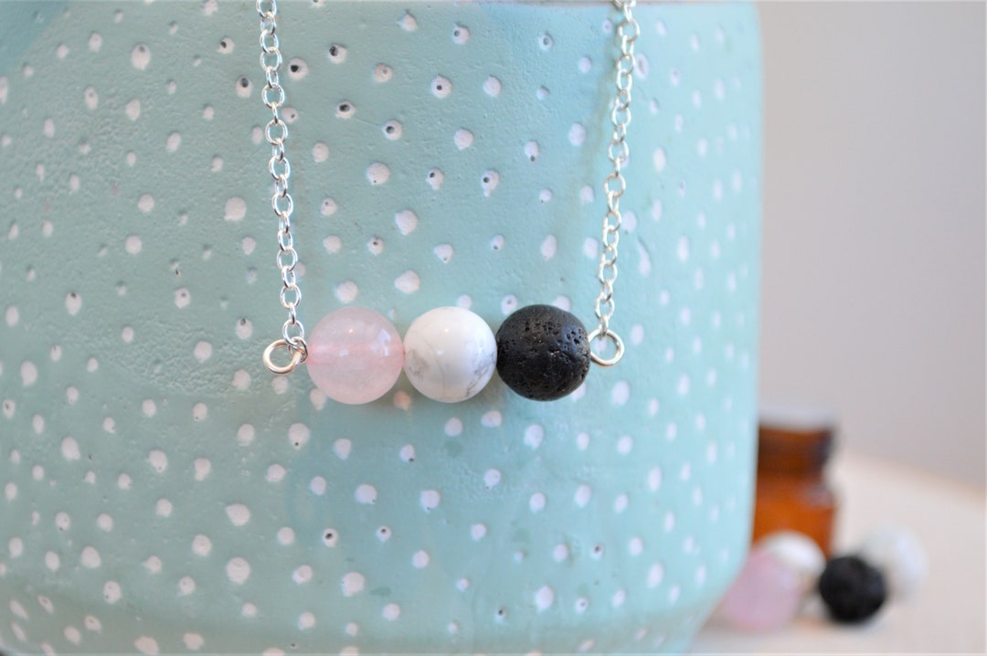 Lava Bead Necklace, Essential Oil Necklace, Rose Quartz Diffuser ...