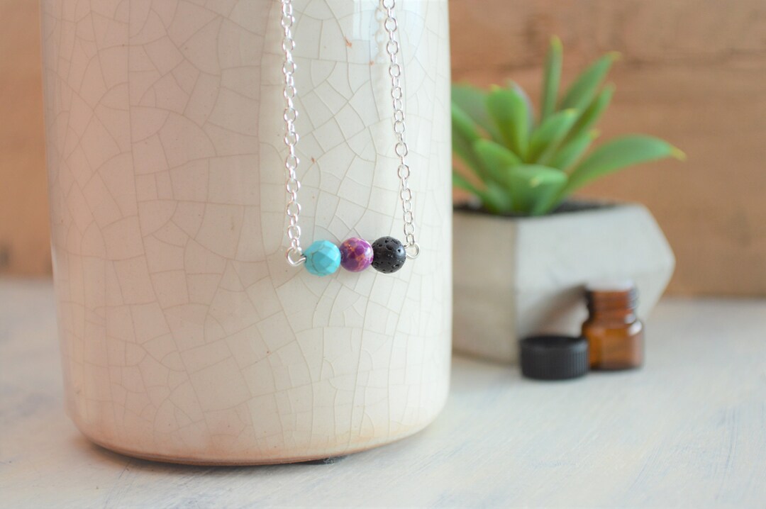 Lava Necklace, Essential Oil Necklace, Oil Diffuser Necklace, Diffuser ...