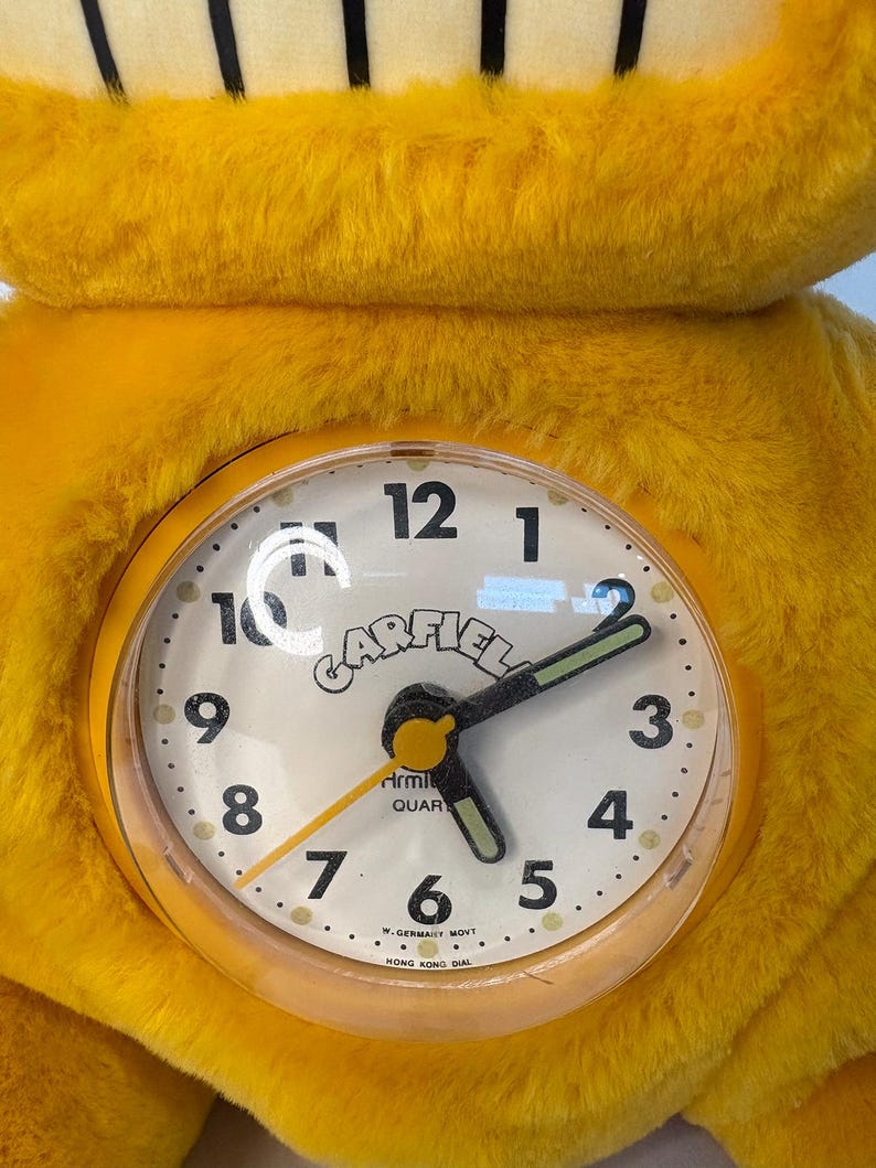 Garfield 1981 Plush With Clock, Glow in the Dark Face and Clock, Great ...