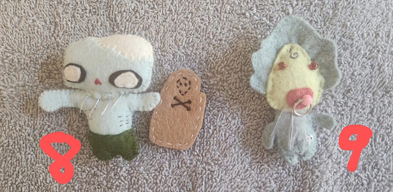 Felt Zombie Brooches With Optional Red Velvet Lined Cardboard Coffin - Etsy