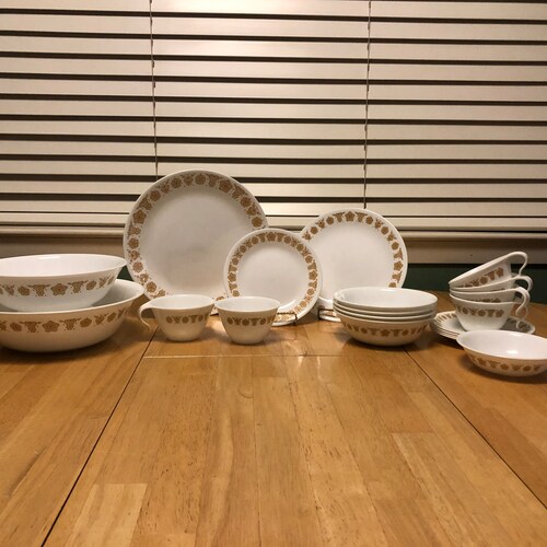 Vintage Corelle Pyrex butterfly Gold Dinnerware - Etsy