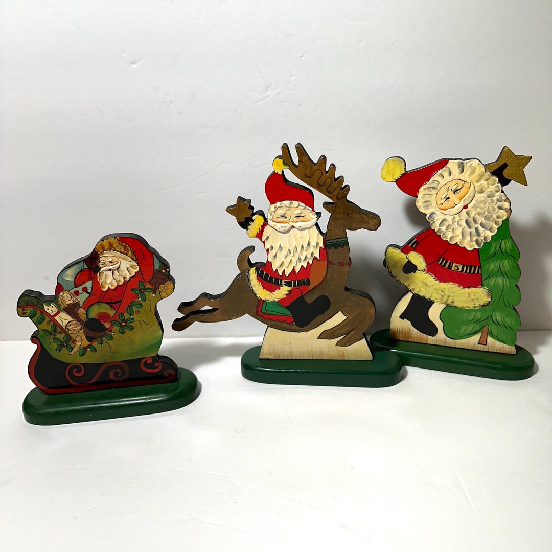 3 VINTAGE 1990 Albert E Price Christmas Wooden Plaque Santa Claus - Etsy