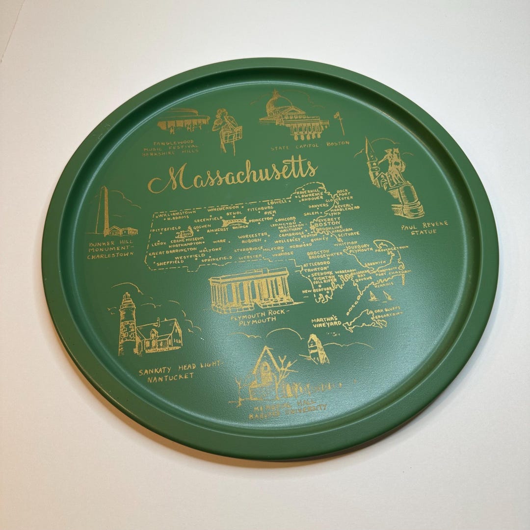 Vintage Avocado Green Mid-century Modern Souvenir Tray. State of ...