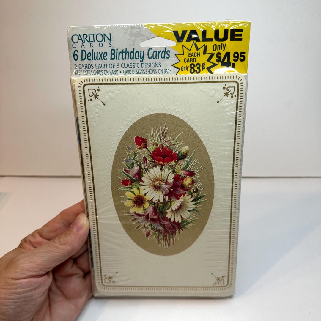 Vintage 6 New Carlton Cards Deluxe Birthday Card Pack. Floral Birthday ...