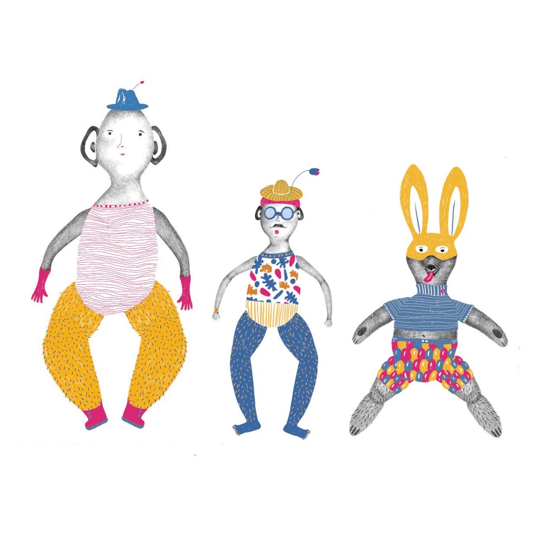 Set of 3 Articulated Paper Jumping Puppets DIY - Etsy
