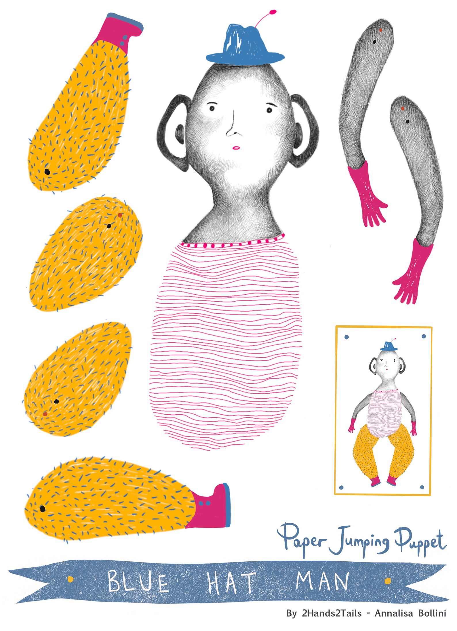 Set of 3 Articulated Paper Jumping Puppets DIY - Etsy