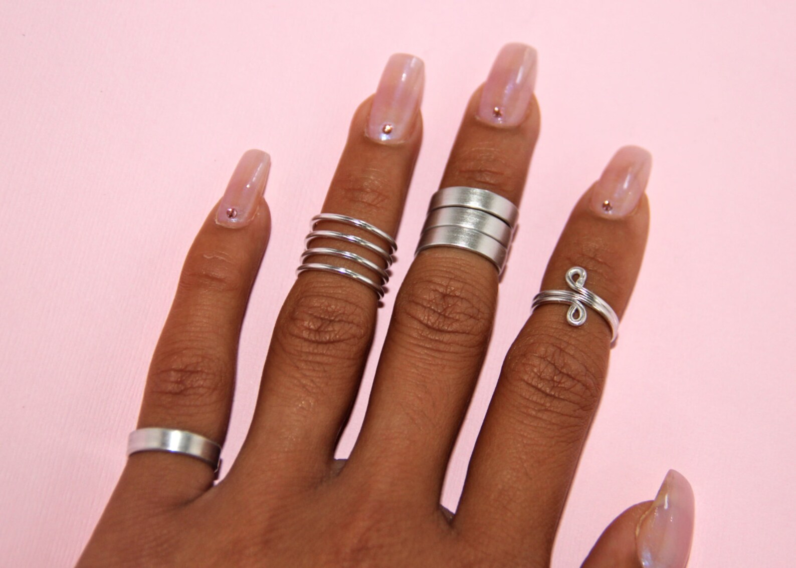 Isabella Silver Midi Ring Set of 4 | Etsy