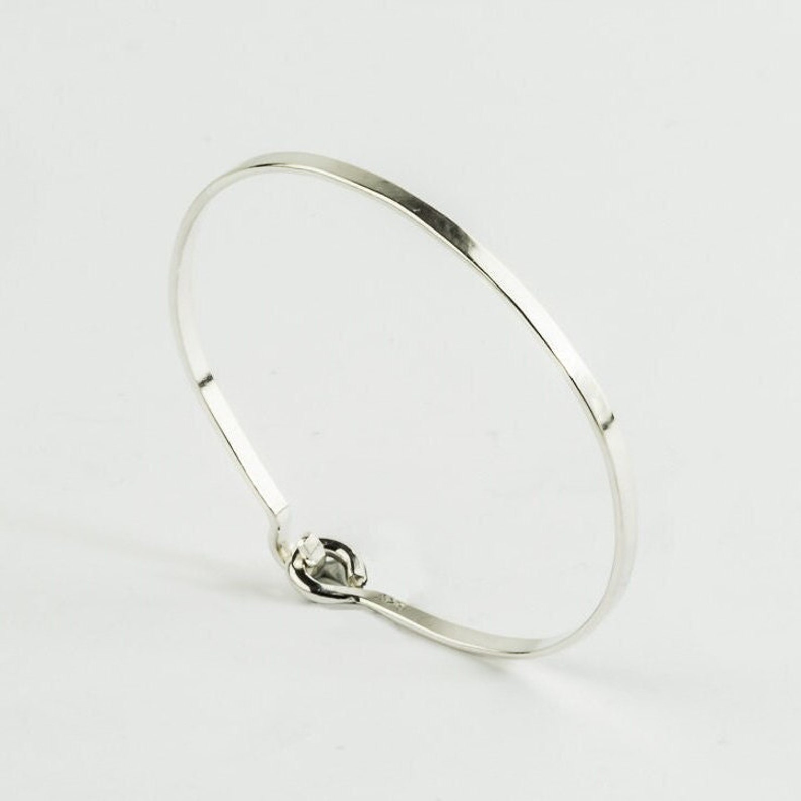 Sterling Silver Bangle Thin Silver Bracelet Hammered Silver - Etsy