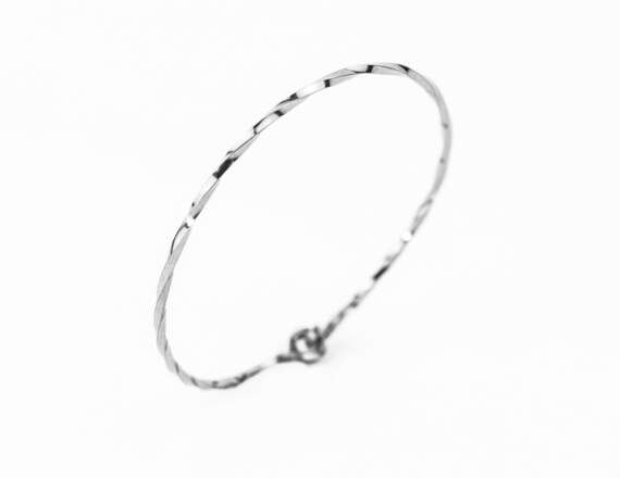 Thin Bangle Bracelet Sterling Silver Bangle Simple Bangle | Etsy