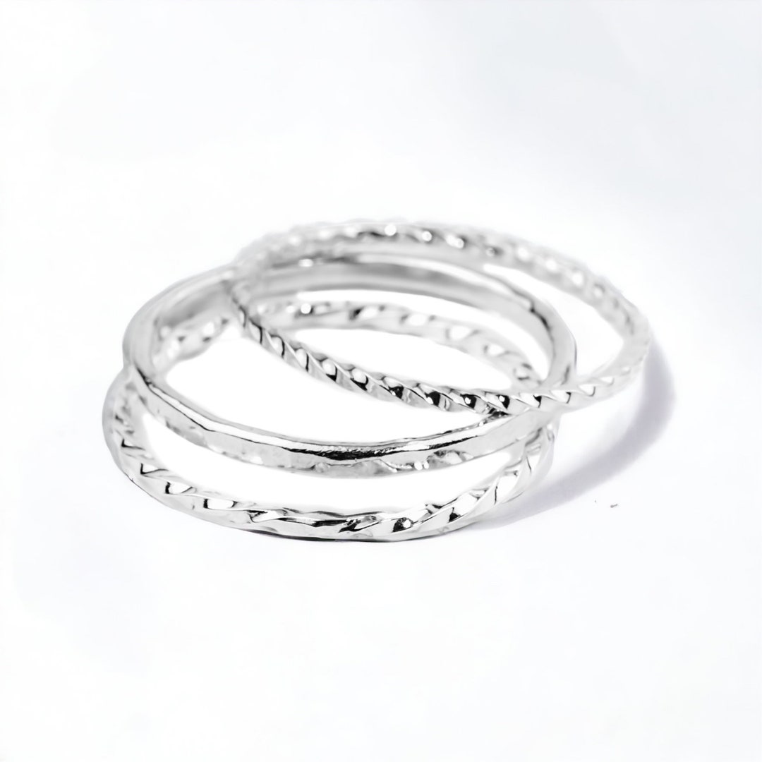 Set of 3 Sterling Silver Rings, Stackable Rings, Silver Ring Set ...