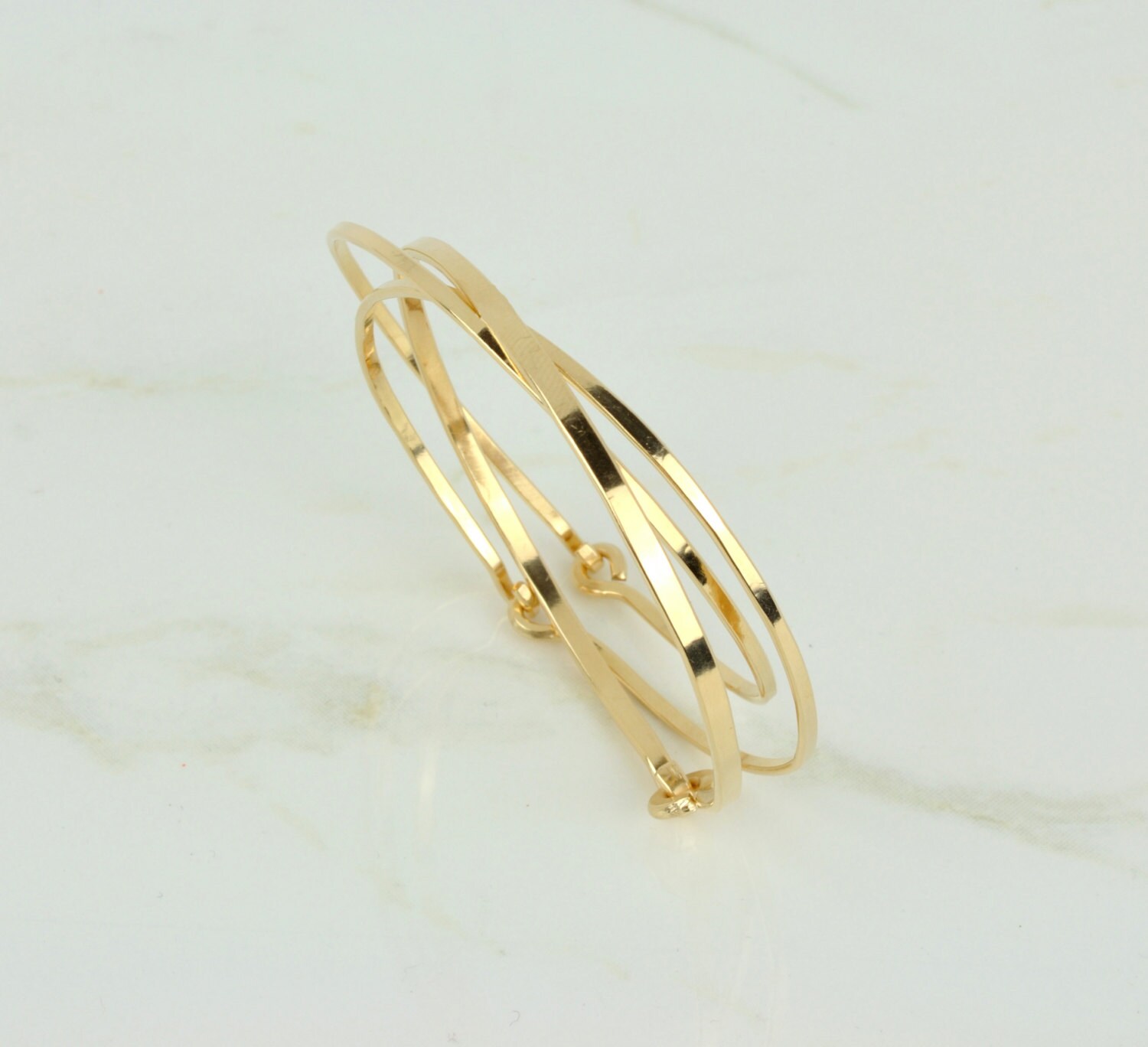 Gold Bangle Set of 3 Yellow 14k Gold Fill Bracelets 14k Gold | Etsy