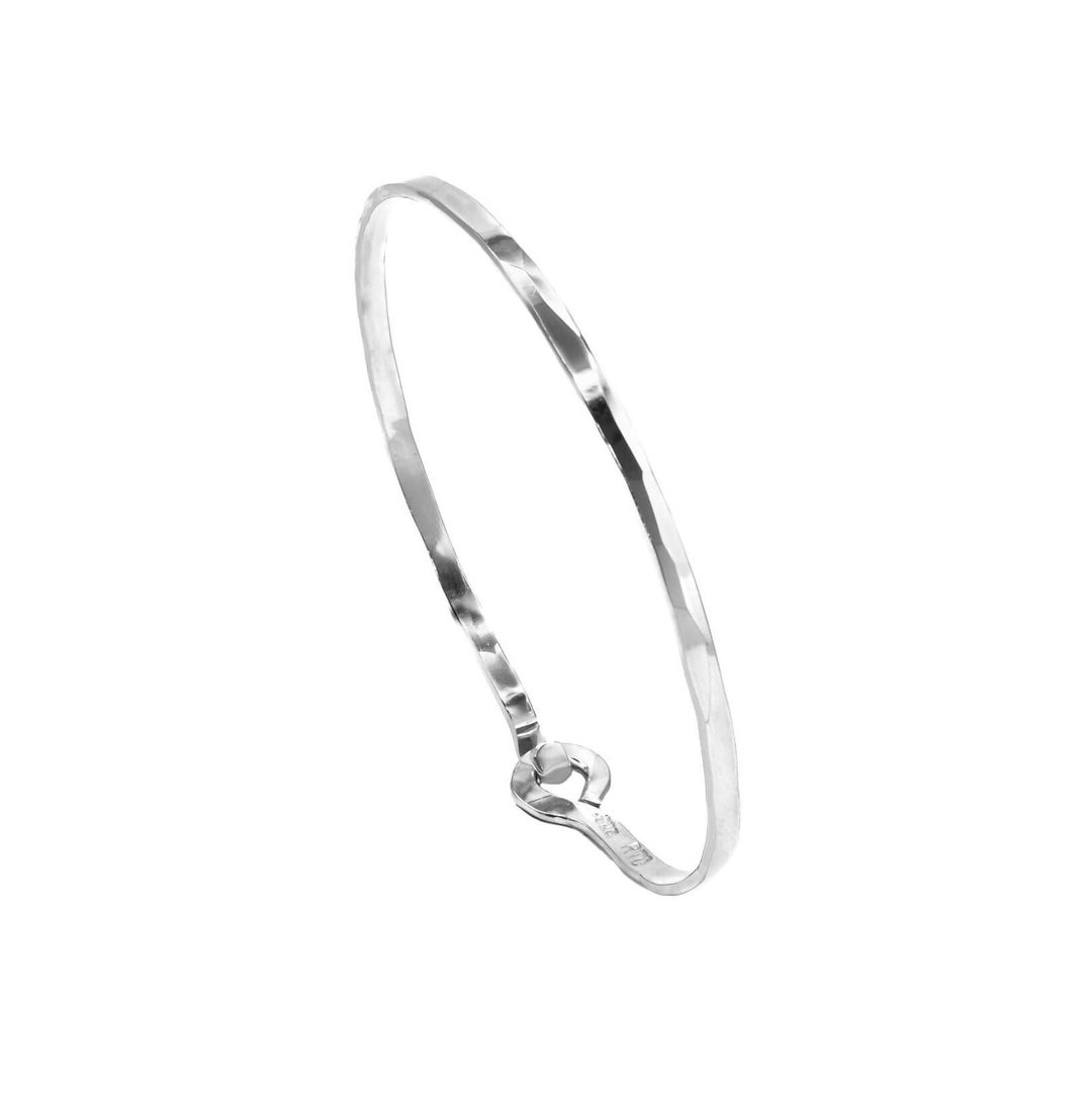 Sterling Silver Bangle Thin Silver Bracelet Hammered Silver - Etsy