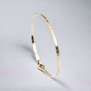 Yellow Gold Filled Bangle, Open Bangle, Textured Bracelet, Gold Bangle ...