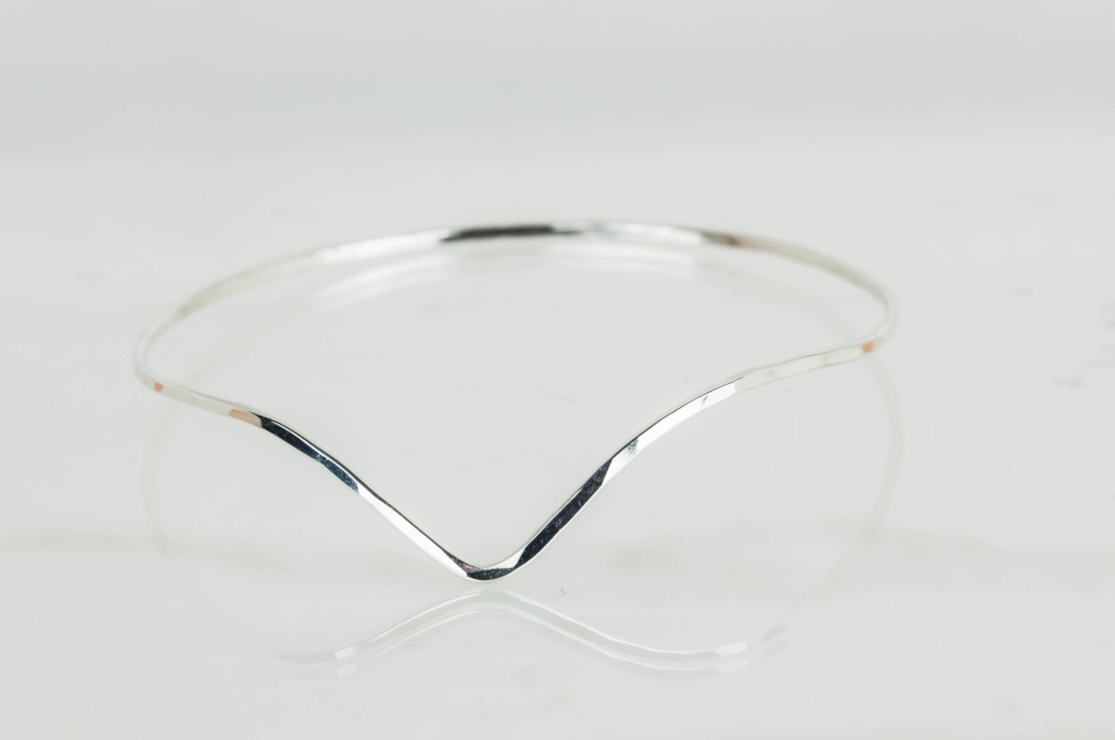 Sterling Silver Bangle Bracelet Chevron Bangle Minimalist | Etsy