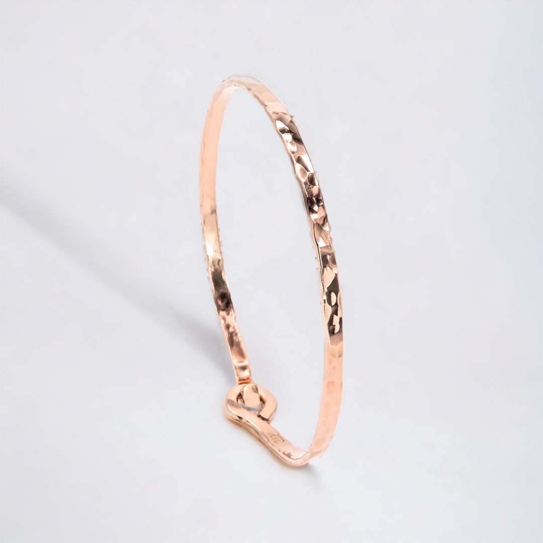 Textured 14K Rose Gold Filled Bangle, Gold Cuff Bangle, Rose Gold ...