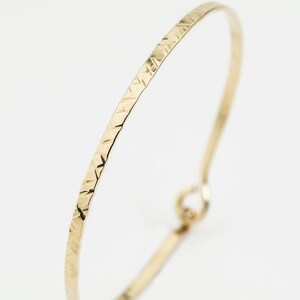 Yellow Gold Filled Bangle, Open Bangle, Textured Bracelet, Gold Bangle ...