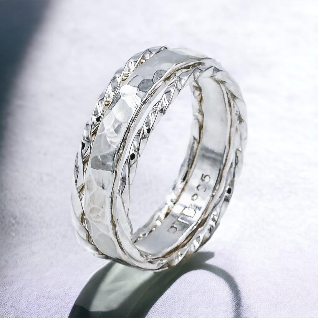 Set of 3 Stackable Sterling Silver Rings, Minimalist Thin Ring Bands - Etsy