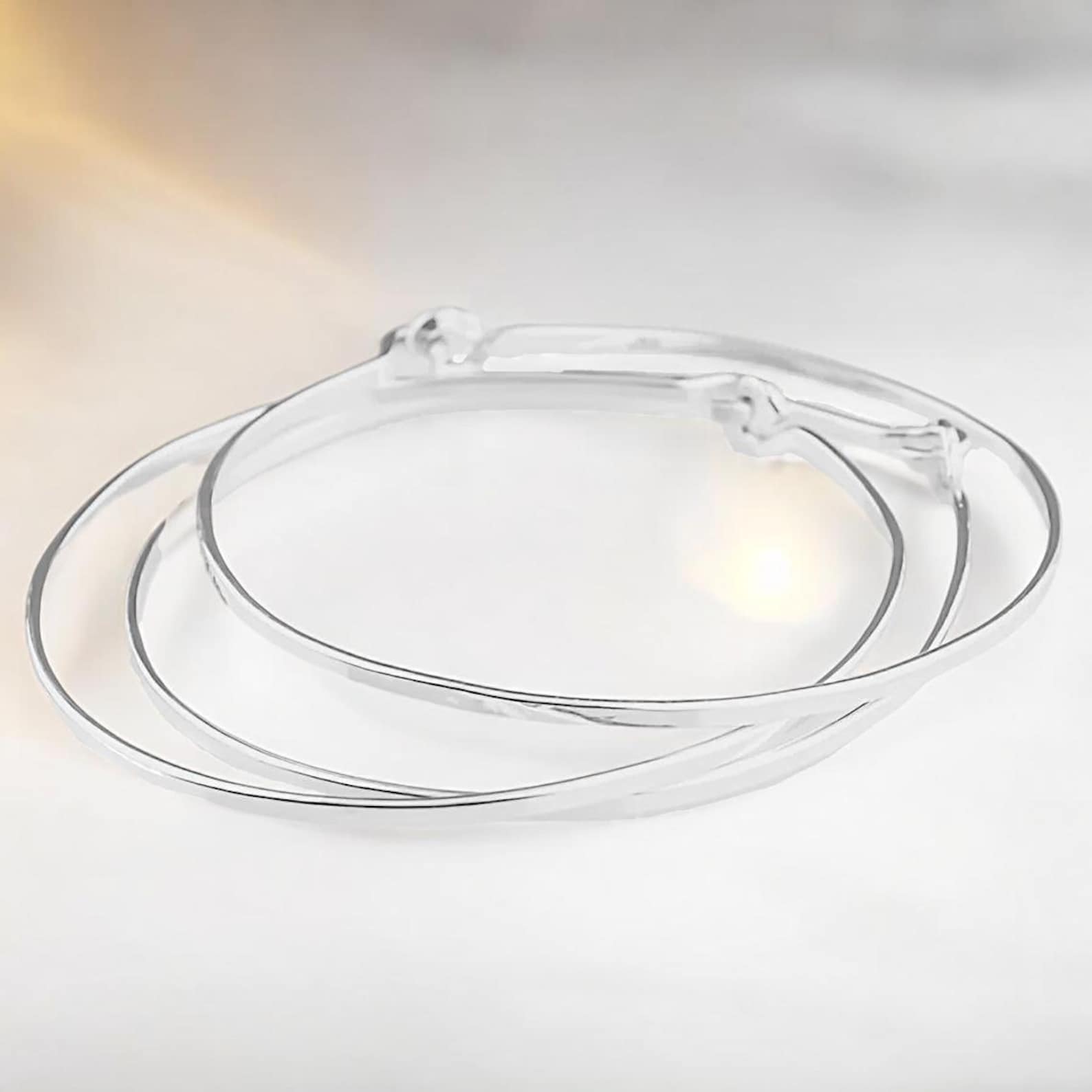 Set of 3 Sterling Silver Bangles, Hammered Silver Bracelet, Sterling ...