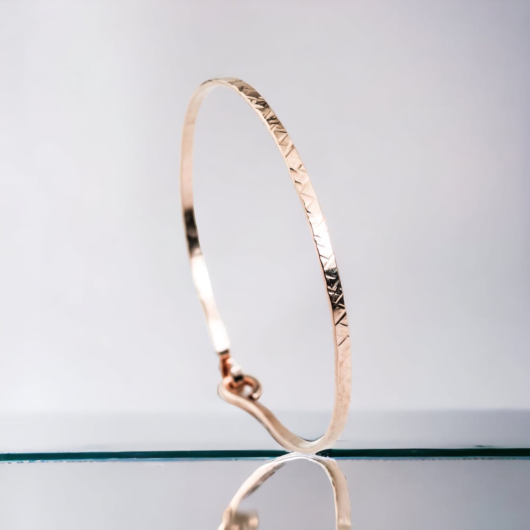 Rose Gold Filled Bangle, Textured Bracelet, Rose Gold Bangle Bracelet ...