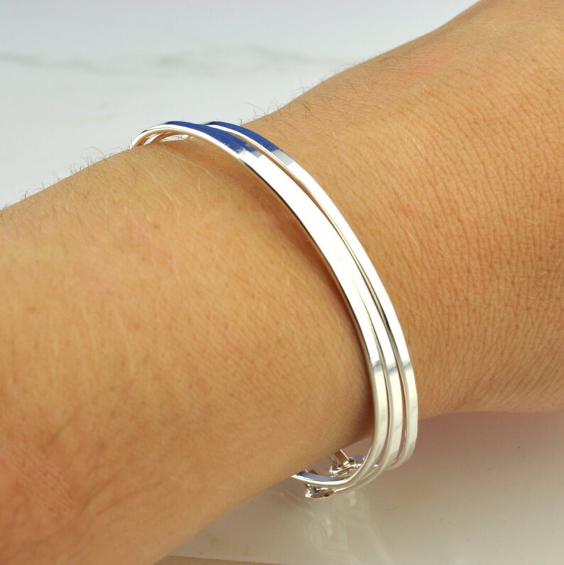 Set of 3 Sterling Silver Bangles, Hammered Silver Bracelet, Sterling ...