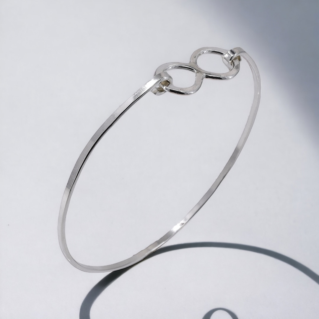 Sterling Silver Infinity Bangle Bracelet With Hinged Opening - Etsy