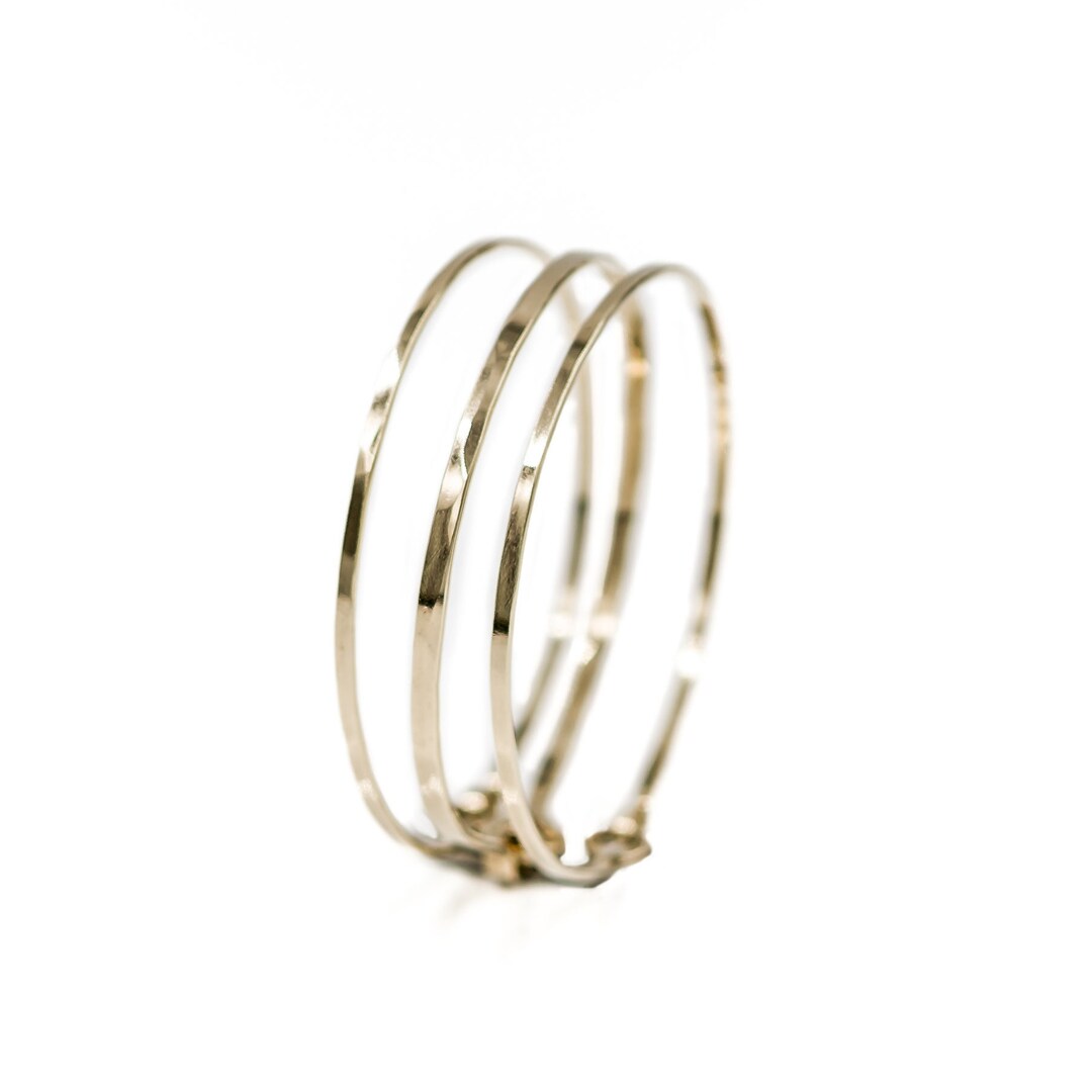 Gold Bangle Set of 3, Yellow 14k Gold Fill Bracelets, 14k Gold Bracelet ...